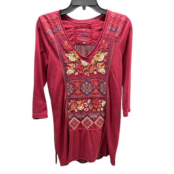 Johnny Was | Tops | Johnny Was Jwla Floral Embroidered 34 Sleeve Tunic ...